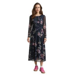 Tom Tailor Damen Tom Tailor Meshkleid &raquo;Regular midi&laquo; mit Muster blau 34, N-Gr