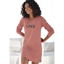 Vivance Dreams By Lascana Damen Vivance Dreams by Lascana Nachthemd mit gro&szlig;em Frontprint orange 32/34, N-Gr