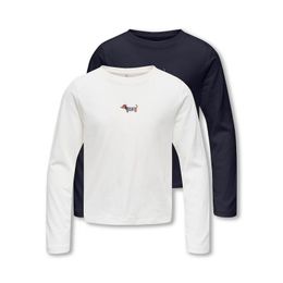 Kids Only M&auml;dchen KIDS Only Langarmshirt &raquo;KOGREX L/S TOP JRS 2-PACK&laquo; Packung, 2 Baumwolle, normal geschnitten wei&szlig; 134/140
