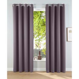 OTTO home Verdunkelungsvorhang &raquo;Solana&laquo; &Ouml;sen 2 Stk. tlg. 2-er Set, Breite 140 cm, einfarbig grau Polyester 225cm, &Ouml;sen, 140cm