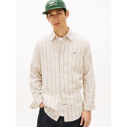 Tommy Jeans Herren Langarmhemd &raquo;REGULAR LINEN MIX STRIPES&laquo; Regular fit mit Streifenmuster beige XXXL (60/62), N-Gr