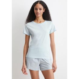 Marc O'Polo Marc O'polo Damen Marc O'Polo Pyjamaoberteil &raquo;Mix & Match Cotton&laquo; Kurzarm, Rundhalsausschnitt, Baumwolle blau XS