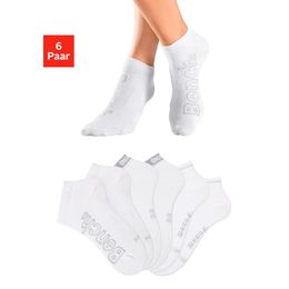 Bench. Damen Sneakersocken &raquo;Kurzsocken Damen ohne Frottee, weicher Bundabschluss&laquo; Packung, 6 Stk. tlg. mit unterschiedlichen Designs wei&szlig; 35-38