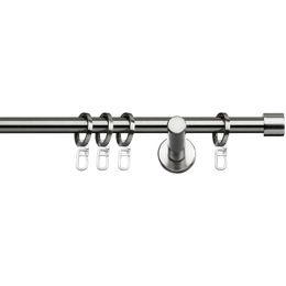Indeko Gardinenstange &raquo;Andrax&laquo; &Oslash; 12 mm 1 l&auml;ufig-l&auml;ufig Fixma&szlig; Komplett-Set inkl. Ringen und Montagematerial silber Stahl B/L: 120cm &Oslash; 12mm, 1 Stk., 1 