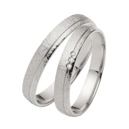 Firetti Unisex Trauring &raquo;Schmuck Geschenk Gold 750 Hochzeit Ehering "LIEBE"&laquo; Made in Germany, wahlweise mit oder ohne Brillanten wei&szlig; 54, 0,02 SI = 