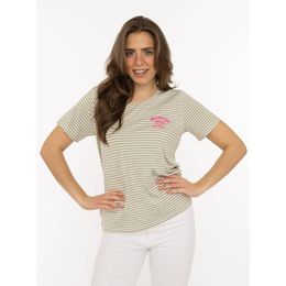 Zwillingsherz Damen T-Shirt &raquo;""&laquo; V-Neck, gestreift, kleines Motiv gestickt S