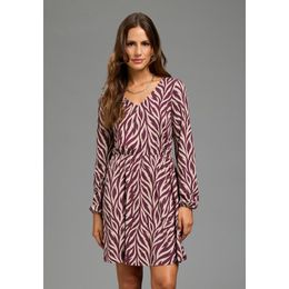 Laura Scott Damen Jerseykleid mit V-Ausschnitt, figurbetonte Passform braun 38, N-Gr