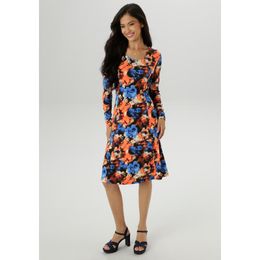 Aniston Selected Damen Aniston SELECTED Jerseykleid mit farbintensiven Batikdruck schwarz 42, N-Gr