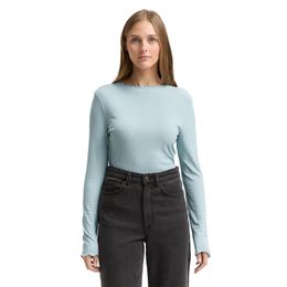 Tom Tailor Denim Damen Tom Tailor Denim T-Shirt mit gewelltem Saum silber L (40)