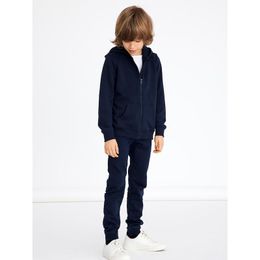 name it Kinder Kapuzensweatjacke &raquo;NKMNESWEAT &ndash; Sweatjacke mit K&auml;ngurutasche&laquo; unifarben, casual, regular fit, Sweatware, Rundhals blau 134 (140)