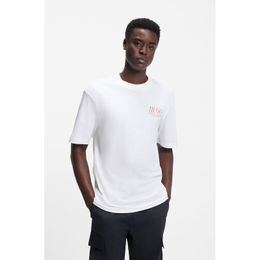 Hugo Herren Hugo T-Shirt Regular Fit, R&uuml;ckdruck, Rundhalsausschnitt wei&szlig; XL