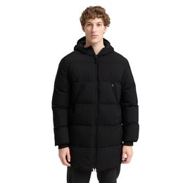 Tom Tailor Denim Herren Tom Tailor Denim Steppjacke mit Kapuze mit Logo Print schwarz XXL