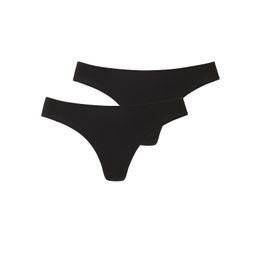 Lascana Damen Lascana String 2er-Pack, aus weicher und hoch elastischer Microfaser schwarz 48/50