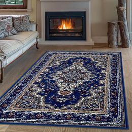 OTTO home Teppich &raquo;Oriental, Made in Belgium&laquo; rechteckig 7 mm H&ouml;he Orient-Optik, mit Bord&uuml;re, Teppich, Kurzflor, Weich, Kundenliebling blau Kunstfaser