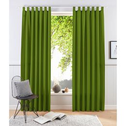 OTTO home Vorhang &raquo;Raja&laquo; Schlaufen 2 Stk. tlg. 2er-Set, Bestseller, einfarbig, modern, pflegeleichte Mikrofaser gr&uuml;n Polyester, Recyceltes Material 