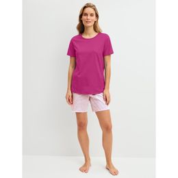 Calida Damen Calida Shorty 2 mit Rundhalsausschnitt, Hose mit Streifen pink L (48/50)