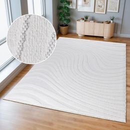 OTTO home Teppich &raquo;Samelia mit Fransen, Wellendesign, Balkon, Camping&laquo; rechteckig 6 mm H&ouml;he Hoch-Tief-Struktur, In- und Outdoor geeignet f&uuml;r K&uuml;che 