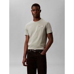 Calvin Klein Herren T-Shirt reine Baumwolle, Regular Fit, Brust- und R&uuml;ckendruck beige XXL