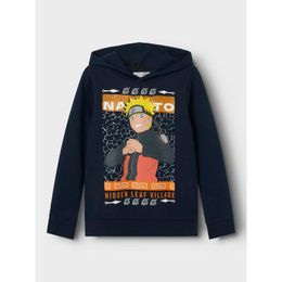 name it Jungen Kapuzensweatshirt &raquo;NKMJAKARI NARUTO SWEAT WH BRU NOOS BIO&laquo;, mit gro&szlig;em Frontmotiv blau 116