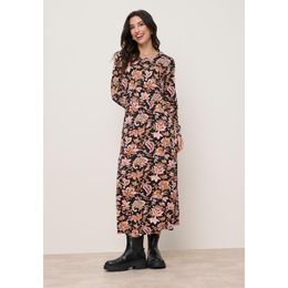 Tamaris Damen Maxikleid &raquo;aus elastischer Viskosemischung, taillierte Passform&laquo; mit stilvollem Muster, ideal f&uuml;r die &Uuml;bergangszeit bunt 38, N-Gr