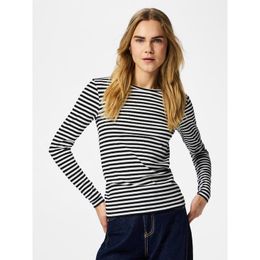 Pieces Damen Pieces Langarmshirt &raquo;PCLAYA LS TOP JRS NOOS&laquo; Materialmix, regular fit schwarz-wei&szlig; M