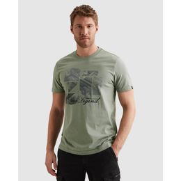 PME-Legend Pme Legend Herren PME LEGEND T-Shirt &raquo;Short sleeve r-neck single jersey fotoprint&laquo; mit Logo Print gr&uuml;n XL