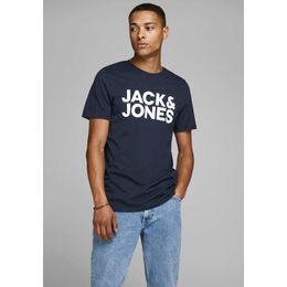 Jack & Jones Jack & Jones Herren T-Shirt &raquo;JJECORP Herren-Tee mit figurbetonter Silhouette&laquo; bedruckt, modisch, schmal, Baumwolle, Rundhals blau XS
