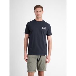 Lerros Herren Lerros T-Shirt mit Front und Back Print blau L