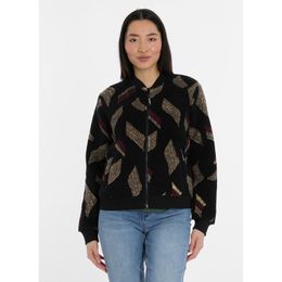 Ragwear Damen Fleecejacke &raquo;CAIRRO PRINT&laquo; mit Rei&szlig;verschluss, aus Kunstfaser und Fleece, Basic Passform schwarz XXL