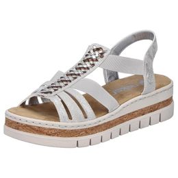 Rieker Damen Keilsandalette Keilsandalette, Plateausandale, Sommerschuh in Metallic-Optik 42