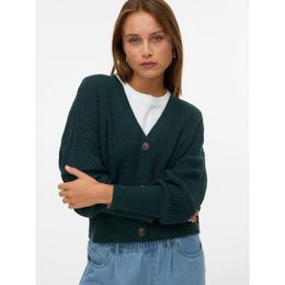 V&eacute;ro Moda Vero Moda Damen Strickjacke &raquo;VMLEA LS V-NECK CUFF CARDIGAN NOOS&laquo; Kunstfaser, regular fit gr&uuml;n L (40)
