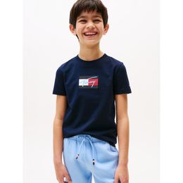 Tommy Hilfiger Jungen T-Shirt &raquo;TOMMY SCRIPT FLAG PRINT TEE SS&laquo; f&uuml;r Kinder bis 16 Jahre, mit Logo-Print blau 80