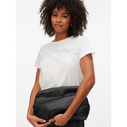 V&eacute;ro Moda Vero Moda Damen Kurzarmshirt &raquo;VMKILANO S/S O-NECK T-SHIRT JRS BTQ&laquo; Baumwolle, regular fit wei&szlig; L