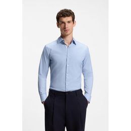 BOSS Herren BOSS Businesshemd &raquo;HANK&laquo; Slim-Fit, aus funktionalem Stretch-Twill, Kentkragen blau 46, N-Gr
