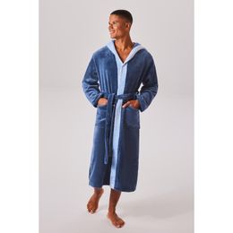 OTTO home Unisex-Bademantel &raquo;Miia, ideal f&uuml;r Sauna, Spa & im Urlaub&laquo; 1 Stk. weich und kuschelig, pl&uuml;sch, f&uuml;r Damen und Herren, S-XL blau Microfaser S 