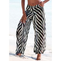 French Connection Damen Strandhose &raquo;aus leichter, transparenter Meshware und weitem Bein&laquo; Palazzohose, Schlupfhose, Strandhose, leichte Sommerhose 