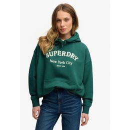 Superdry Damen Kapuzensweatshirt &raquo;Luxe Casual Emb Relaxed Hood&laquo;, Baumwolle, oversize gr&uuml;n L