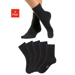 H.I.S. H.I.S Damen Basicsocken &raquo;Damen Herren Uni Socken, Alltagssocken&laquo; Packung, 5 Paar tlg. mit besonders weichem B&uuml;ndchen schwarz 35-38