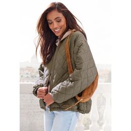 French Connection Damen Steppjacke mit geripptem Stehkragen gr&uuml;n XS (32/34)