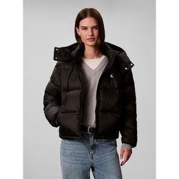 Calvin Klein Jeans Damen Steppjacke mit Kapuze abnehmbare Kapuze, Regular Fit, kurze Form, wattiert schwarz XL