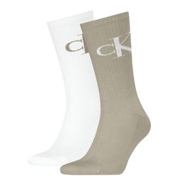 Calvin Klein Jeans Herren Socken &raquo;CKJ MEN SOCK 2P MONOGRAM&laquo; 2 Paar, 2 Paar tlg. mit verst&auml;rkter Ferse, komfortable Frotteesohle beige 43-46