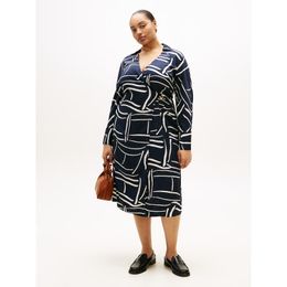 Tommy Hilfiger Curve Damen Shirtkleid &raquo;CRV VIS TWILL MIDI SHIRT DRS LS&laquo; in gro&szlig;en Gr&ouml;&szlig;en blau 52, N-Gr