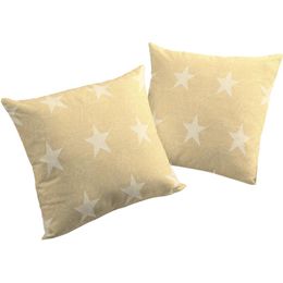 WIRTH Dekokissen &raquo;Crayon&laquo; Kissenh&uuml;lle ohne F&uuml;llung, 2 St&uuml;ck gold Baumwolle, Polyester B/L: 40cm x 40cm, 2 Stk.