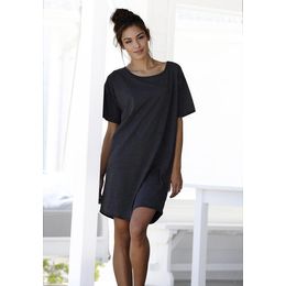 Arizona Sleepshirt mehrfarbig Gr. 44/46 f&uuml;r Damen. Mit Rundhals. Basic. Nachhaltig.