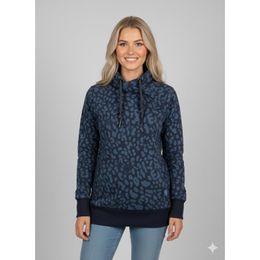 Ragwear Damen Sweatshirt &raquo;NESKA LEO O&laquo;, mit asymmetrischem Ausschnitt, hoher Schalkragen, Langarm-Design blau M
