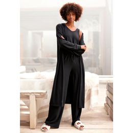 Lascana Damen Lascana Longstrickjacke aus weichem Strick, Loungewear schwarz 36/38