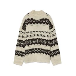 V&eacute;ro Moda VERO MODA Sweater 'AMPLE' female size S Ecru / Chocolate / Anthracite