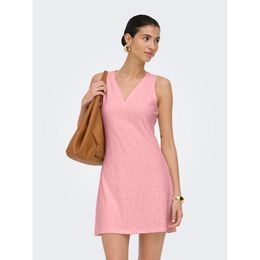 Only Damen Only Spitzenkleid &raquo;ONLSMILLA S/L V-NECK DRESS JRS&laquo; Materialmix, regular fit, V-Ausschnitt rosa XS, N-Gr