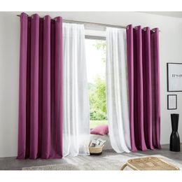 OTTO home Vorhang &raquo;Raja&laquo; &Ouml;sen 2 Stk. tlg. einfarbig, Einfache Montage, Pflegeleicht, &Ouml;sen, 2 er Pack, uni lila Polyester, Recyceltes Material 145cm, 