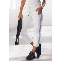 H.I.S. H.I.S Damen Relax-Caprihose mit seitlichen Tapestreifen wei&szlig; XL (48/50), N-Gr